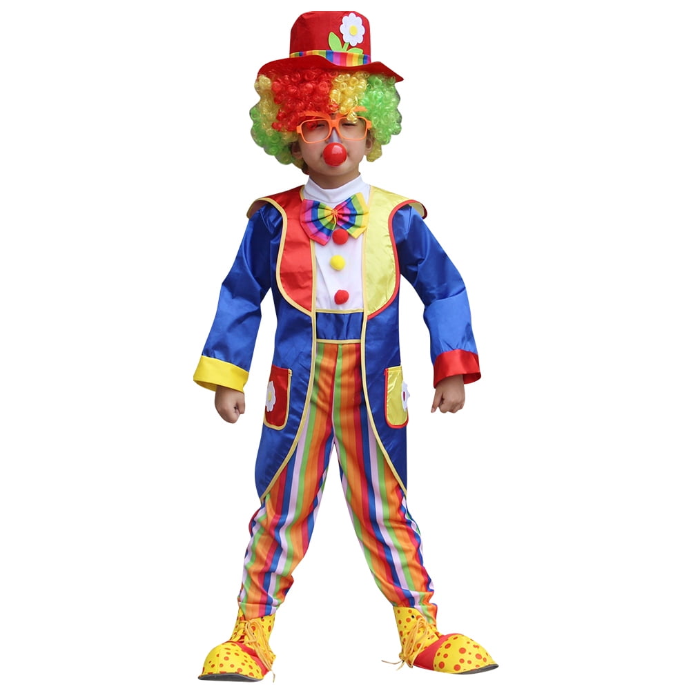 IBTOM CASTLE Kids Boys Clown Costume Funny Circus Fancy Dress up Polka ...