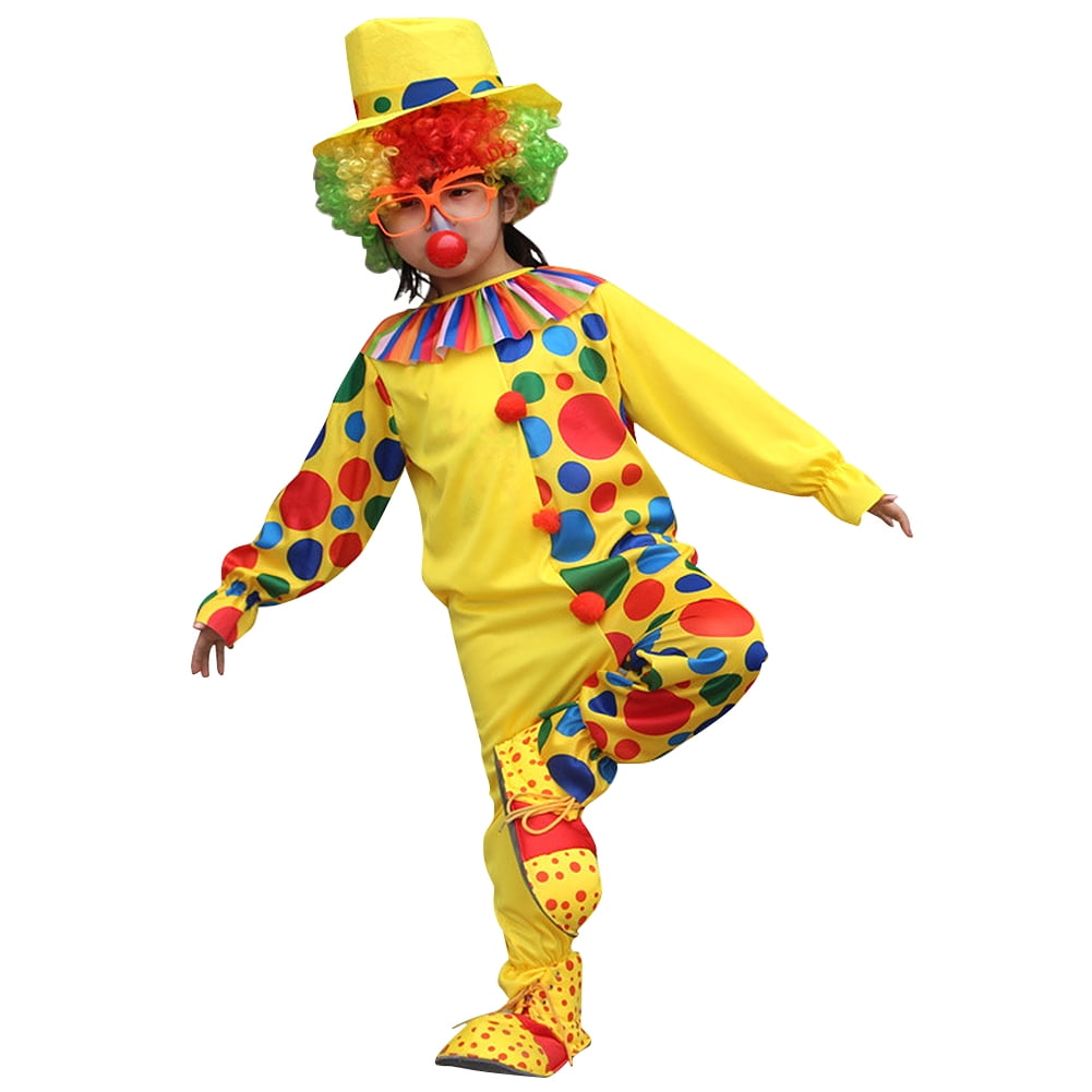 IBTOM CASTLE Kids Boys Clown Costume Funny Circus Fancy Dress up Polka ...