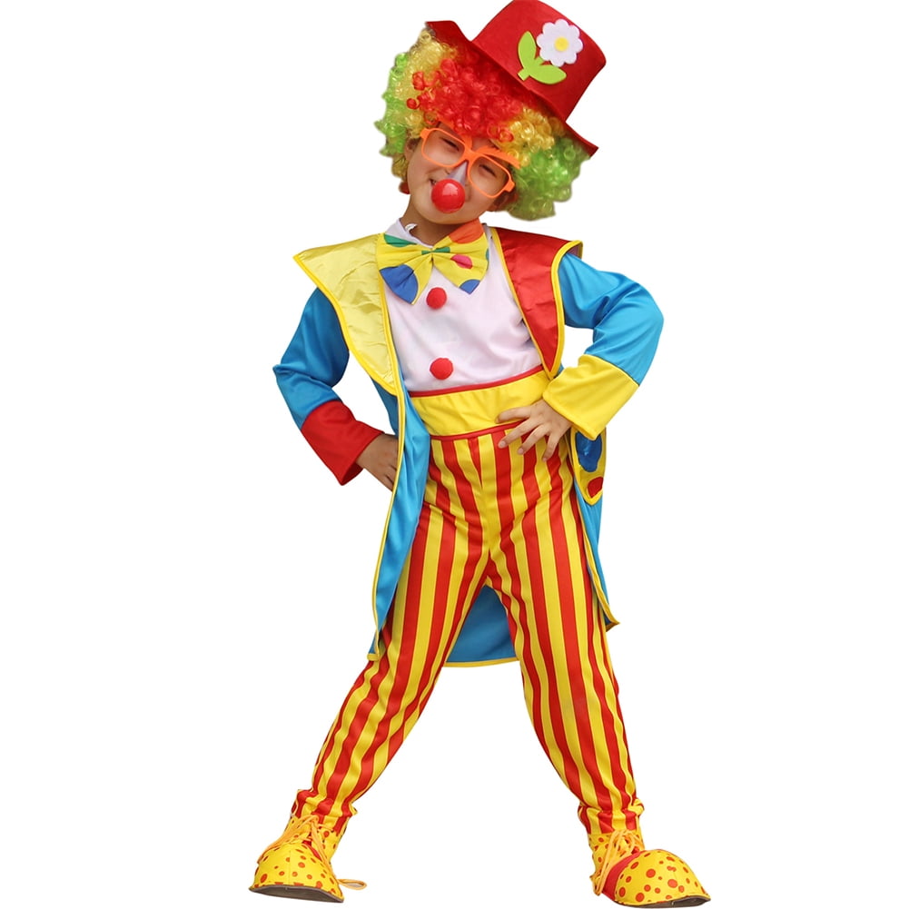 IBTOM CASTLE Kids Boys Clown Costume Funny Circus Fancy Dress up Polka ...