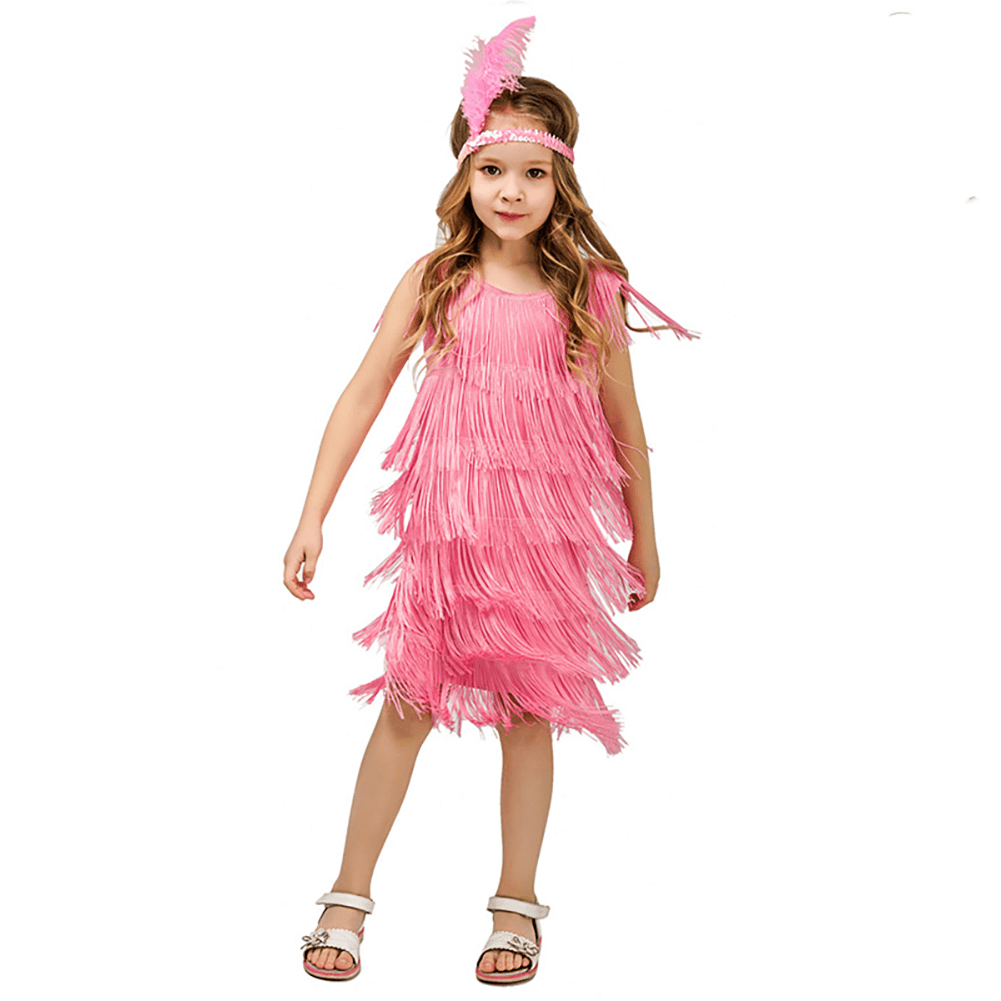 IBTOM CASTLE Kids Girls 1920s Flapper Dress Vintage Sequins Fringe ...