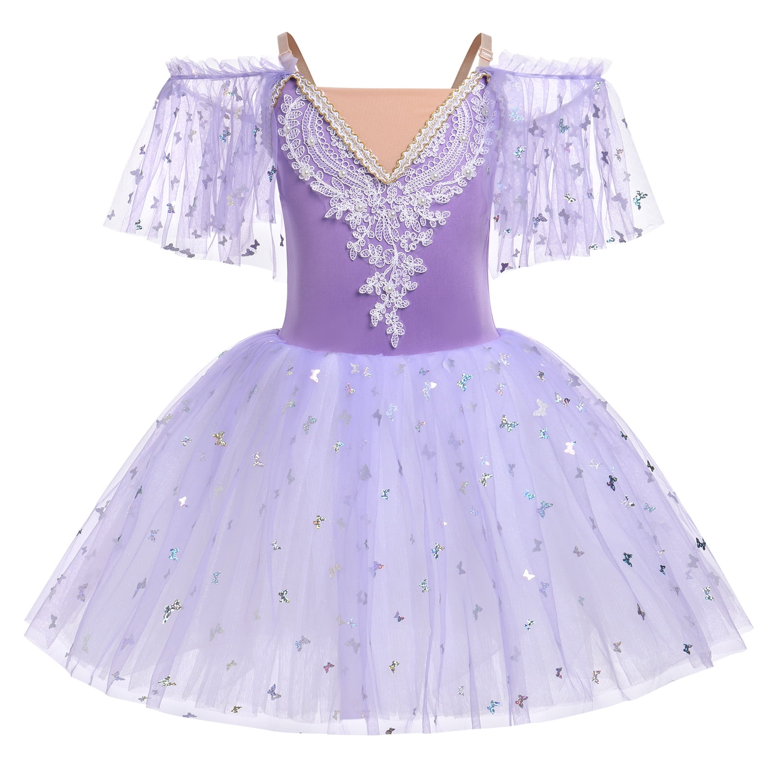 IBTOM CASTLE Kids Girls Ballet Dance Dress Velvet Spaghetti Straps ...