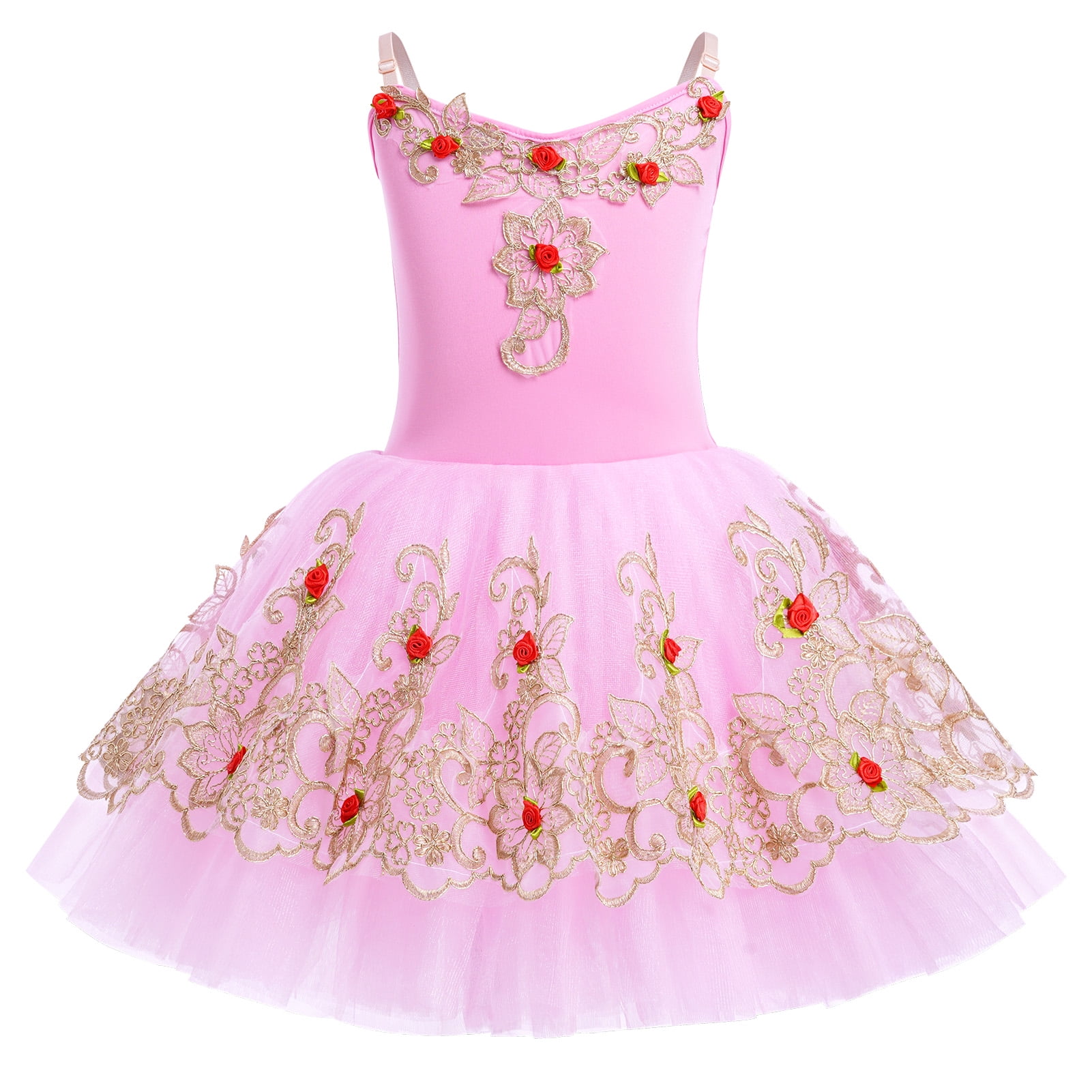 IBTOM CASTLE Kids Girls Ballet Dance Dress Velvet Spaghetti Straps ...