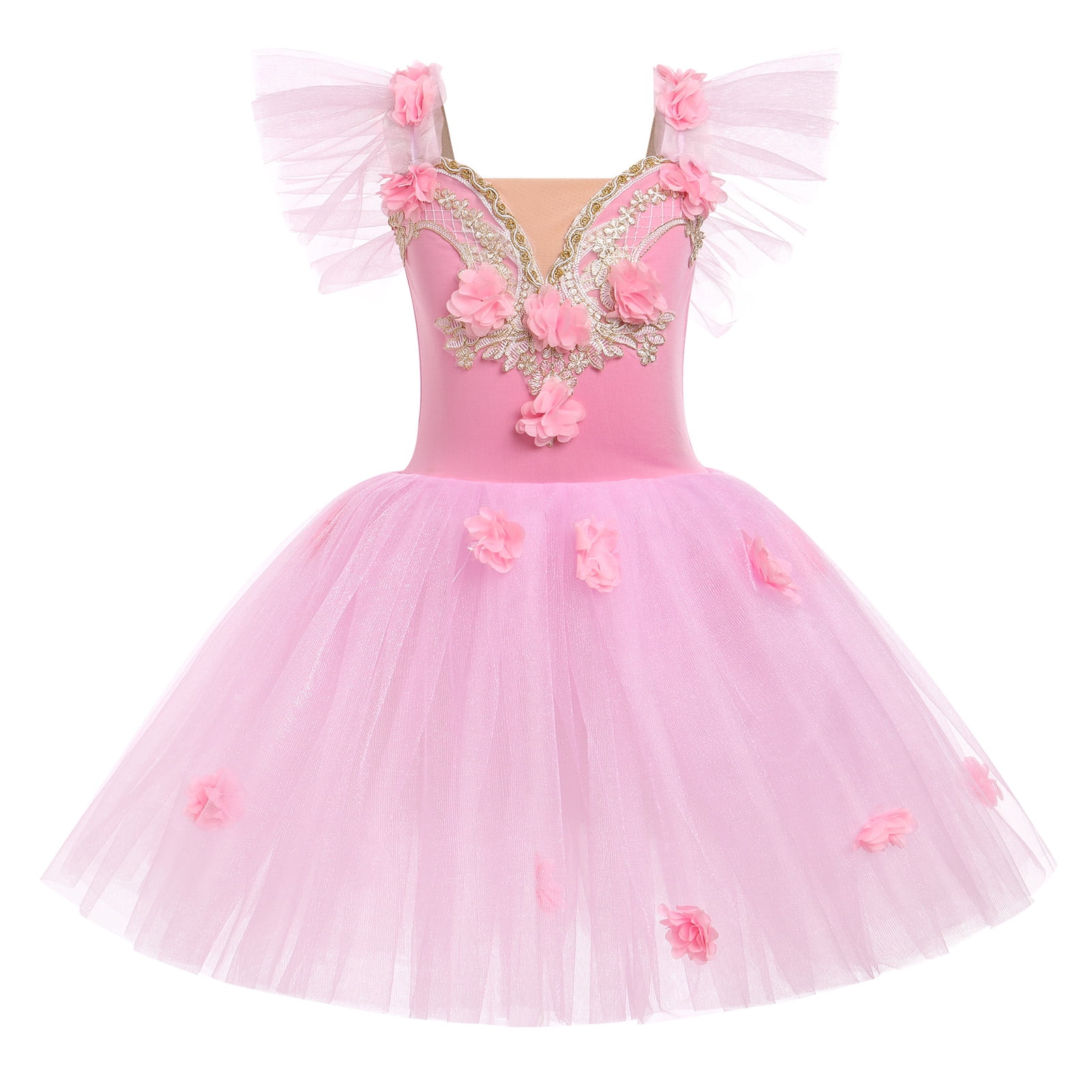 IBTOM CASTLE Kids Girls Ballet Dance Dress Velvet Spaghetti Straps ...