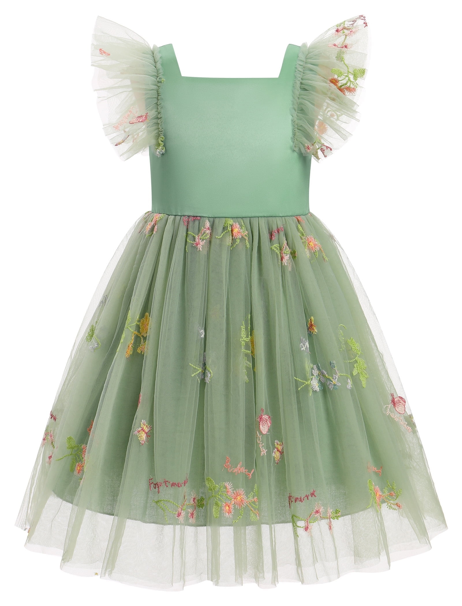 IBTOM CASTLE Kids Girls Birthday Party Sundress Floral Embroidery ...