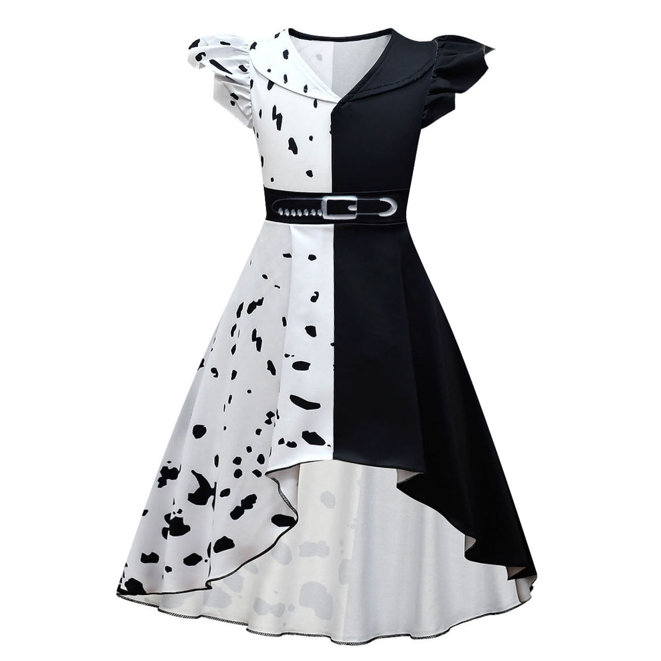 IBTOM CASTLE Kids Girls Cruella Deville Clothes Halloween Cosplay ...