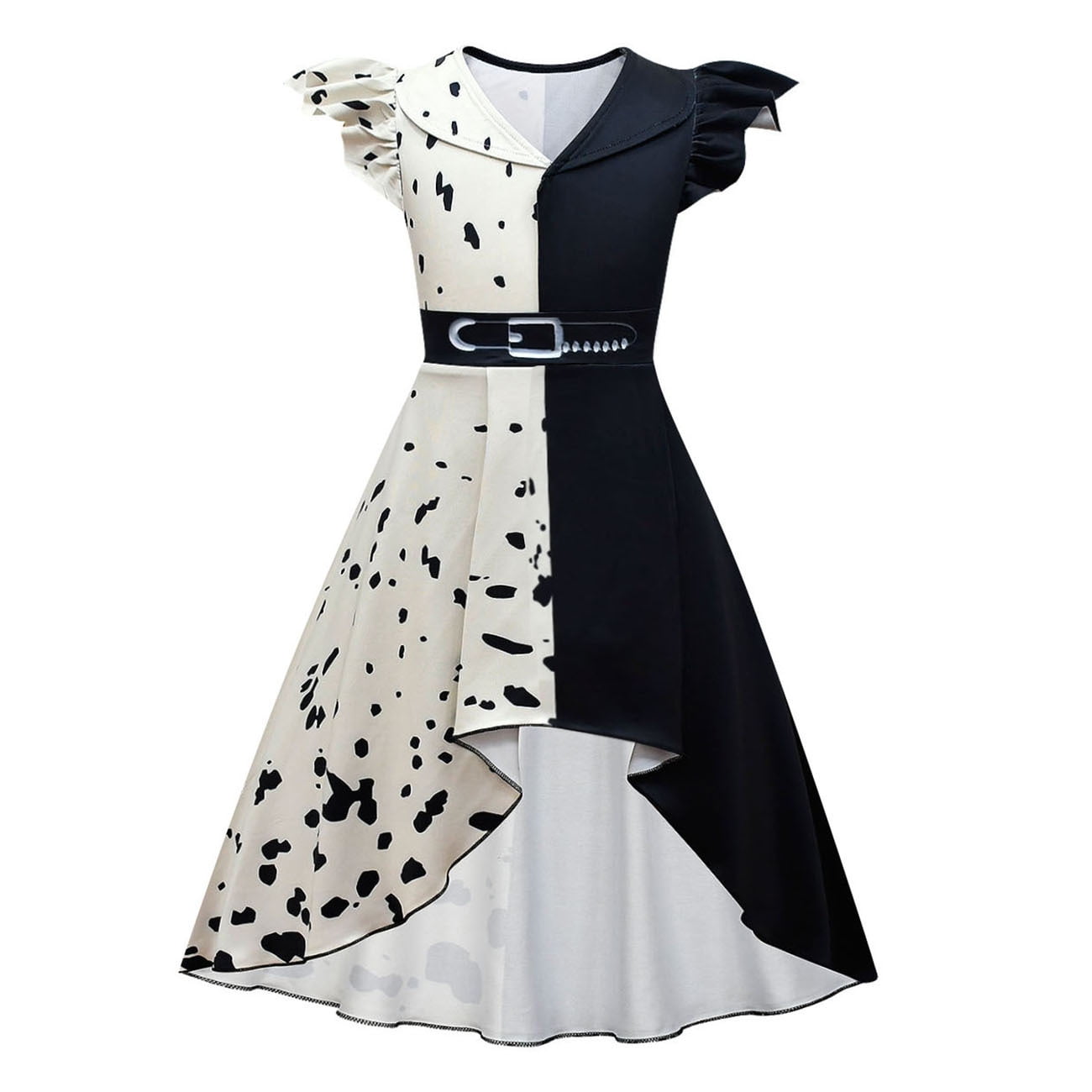 IBTOM CASTLE Kids Girls Cruella Deville Clothes Halloween Cosplay ...