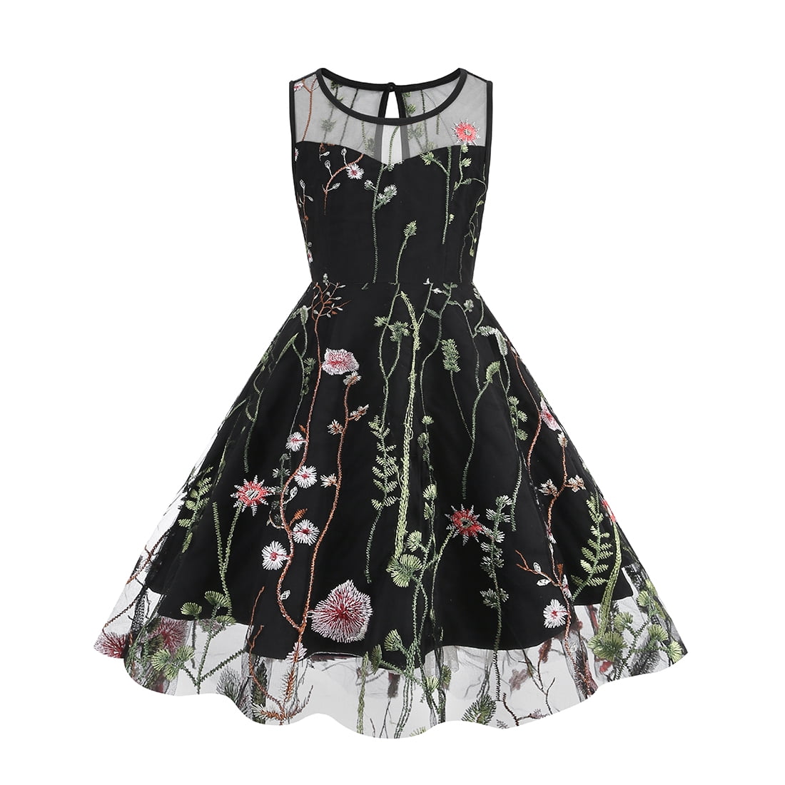 IBTOM CASTLE Kids Girls Embroidery Flower Lace Dress Wedding Pageant ...