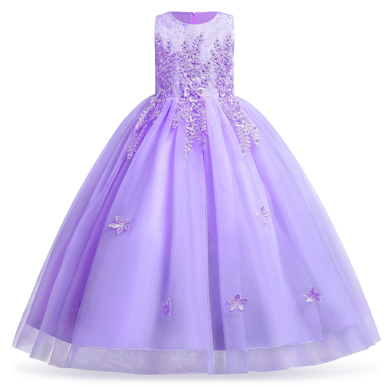 IBTOM CASTLE Kids Girls Flower Vintage Lace Princess Long Dress Tulle ...