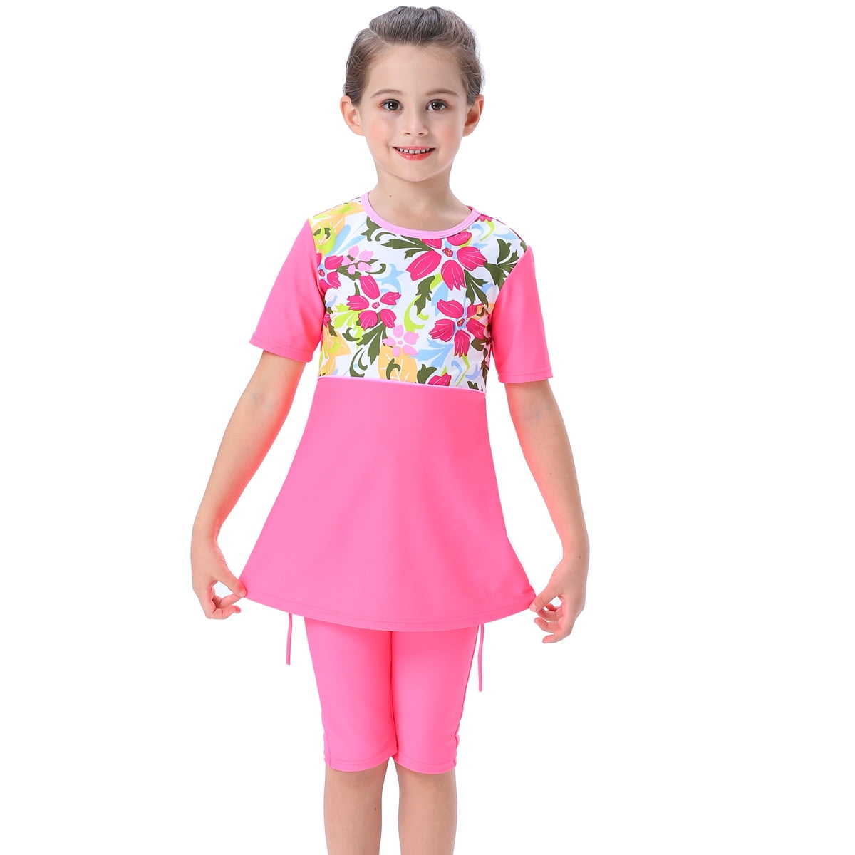 IBTOM CASTLE Kids Girls Muslim Swimsuit Long Sleeve Butterfly Flower ...