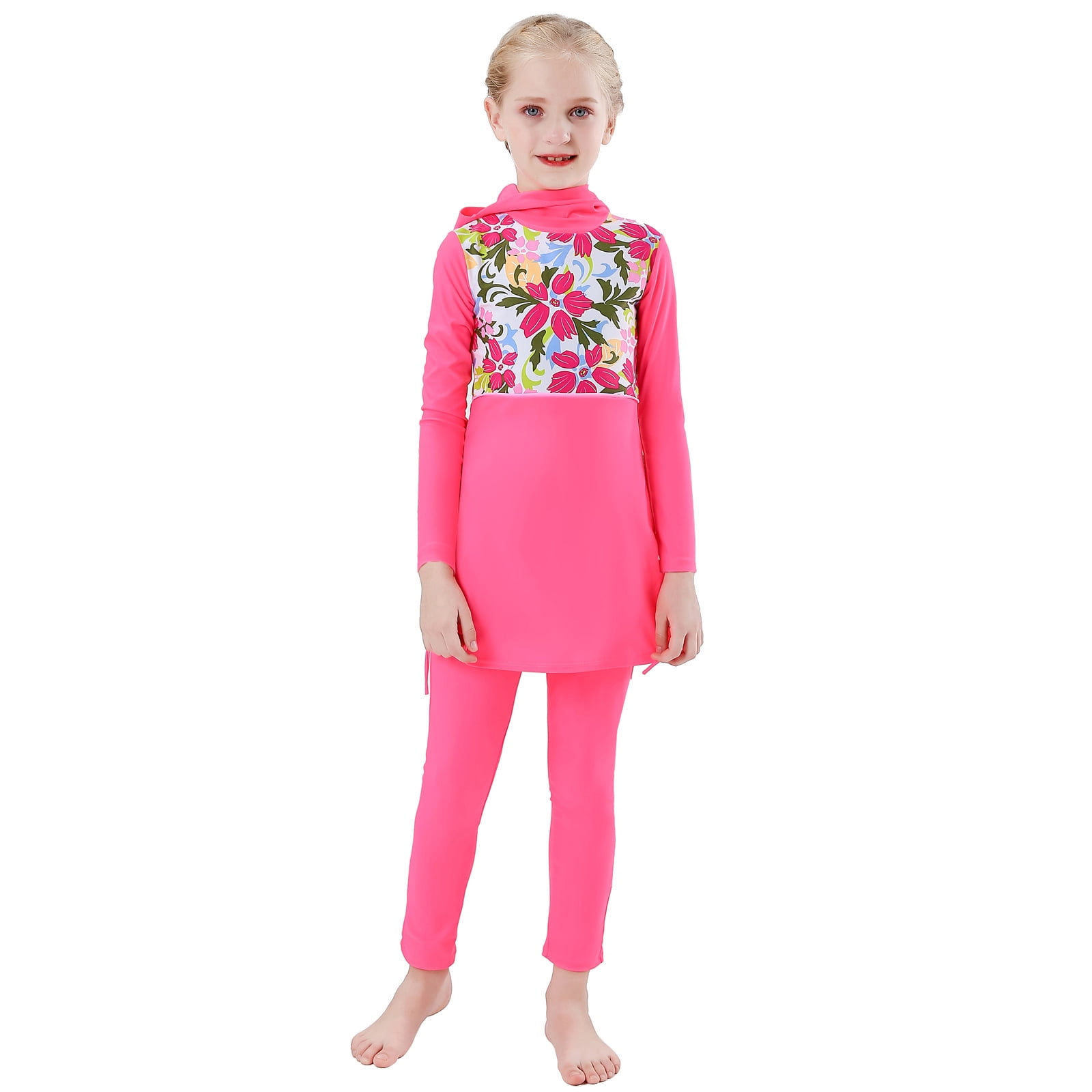 IBTOM CASTLE Kids Girls Muslim Swimsuit Long Sleeve Butterfly Flower ...