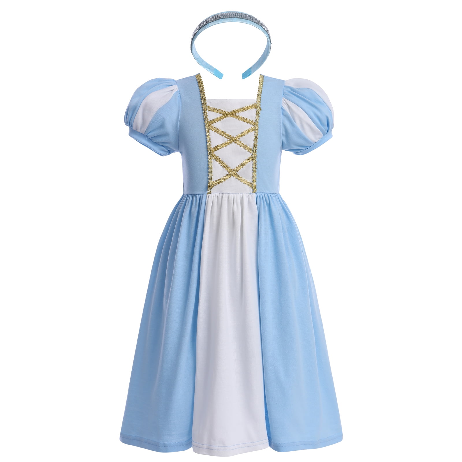 IBTOM CASTLE Kids Girls Princess Puff Sleeve Dresses + Crown Movie ...