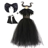 IBTOM CASTLE Kids Girls Witch Costume Handmade Knitted Tulle Dress Evil ...