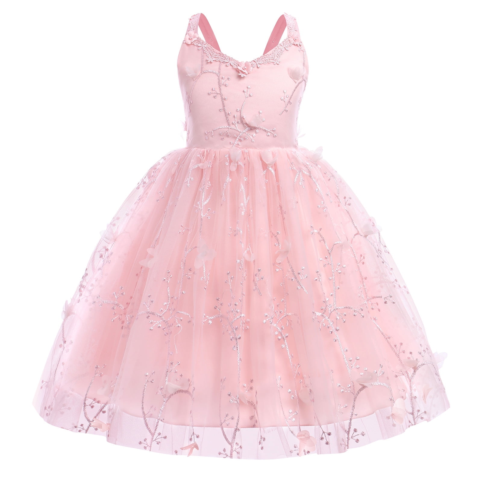 IBTOM CASTLE Kids Toddler Girls Floral Lace Tulle Backless Butterfly ...