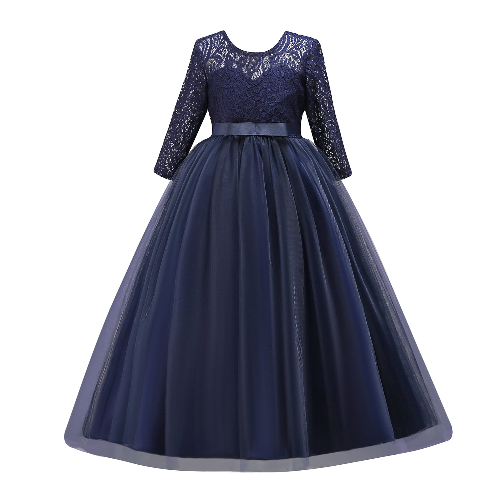 IBTOM CASTLE Flower Girls 3/4 Sleeve Deep V-Back Tulle Vintage Lace ...