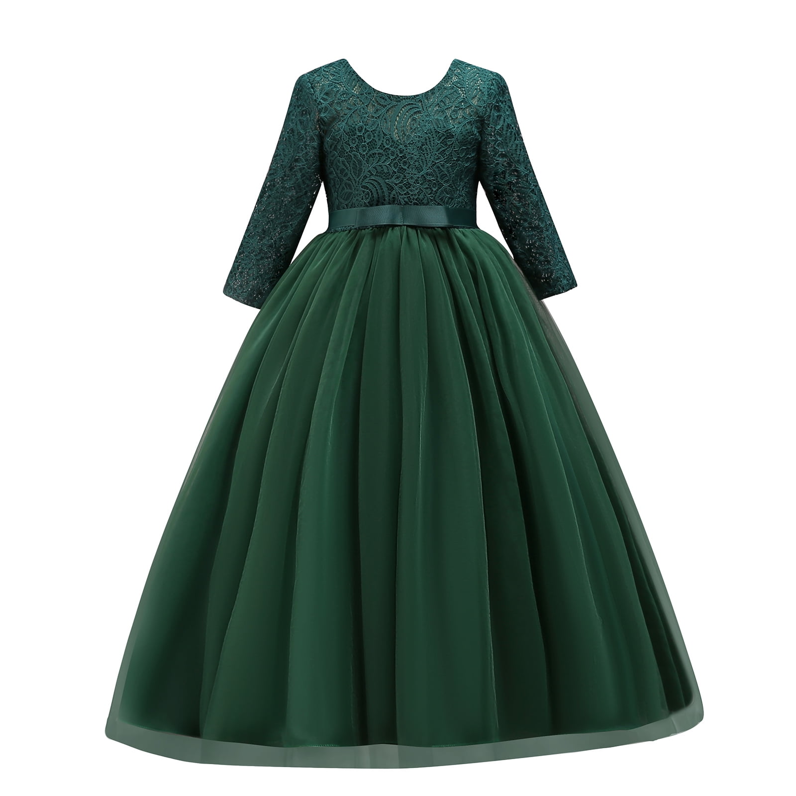 IBTOM CASTLE Flower Girls 3/4 Sleeve Deep V-Back Tulle Vintage Lace ...