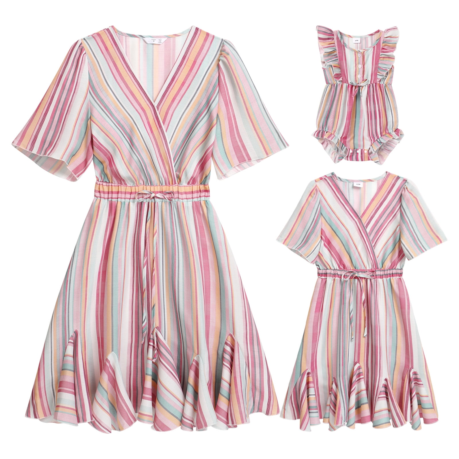 IBTOM CASTLE Mommy and Me Matching Dresses Ruffled Midi Dress Summer ...