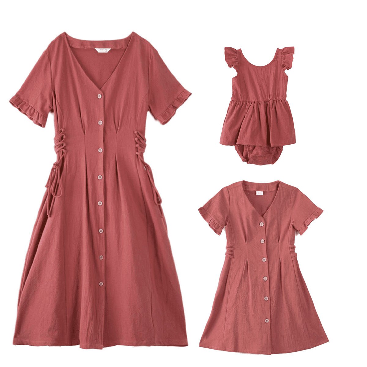 IBTOM CASTLE Mommy and Me Matching Dresses Ruffled Midi Dress Summer ...