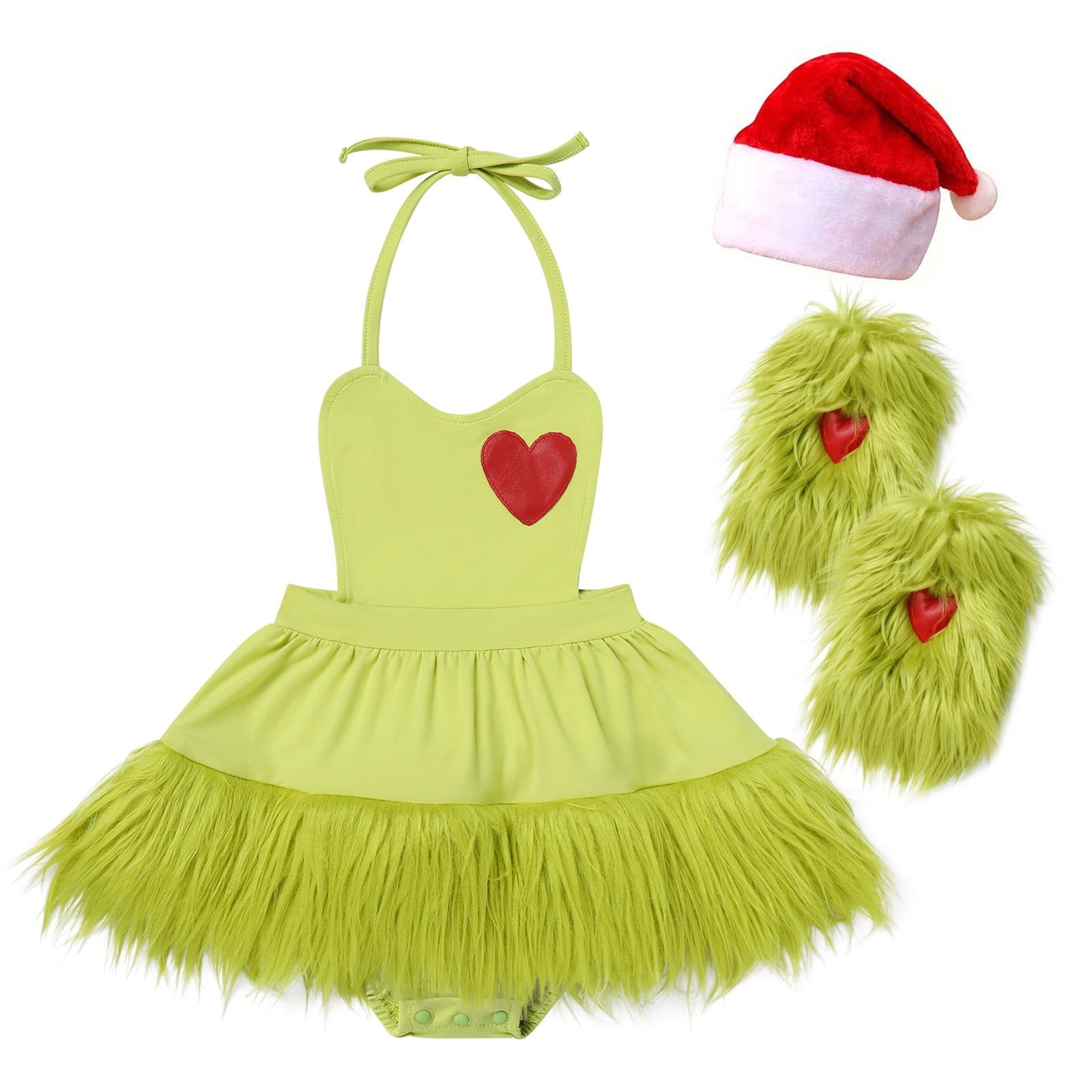 IBTOM CASTLE Newborn Infant Baby Girls Elk Christmas Costume Heart Faux ...