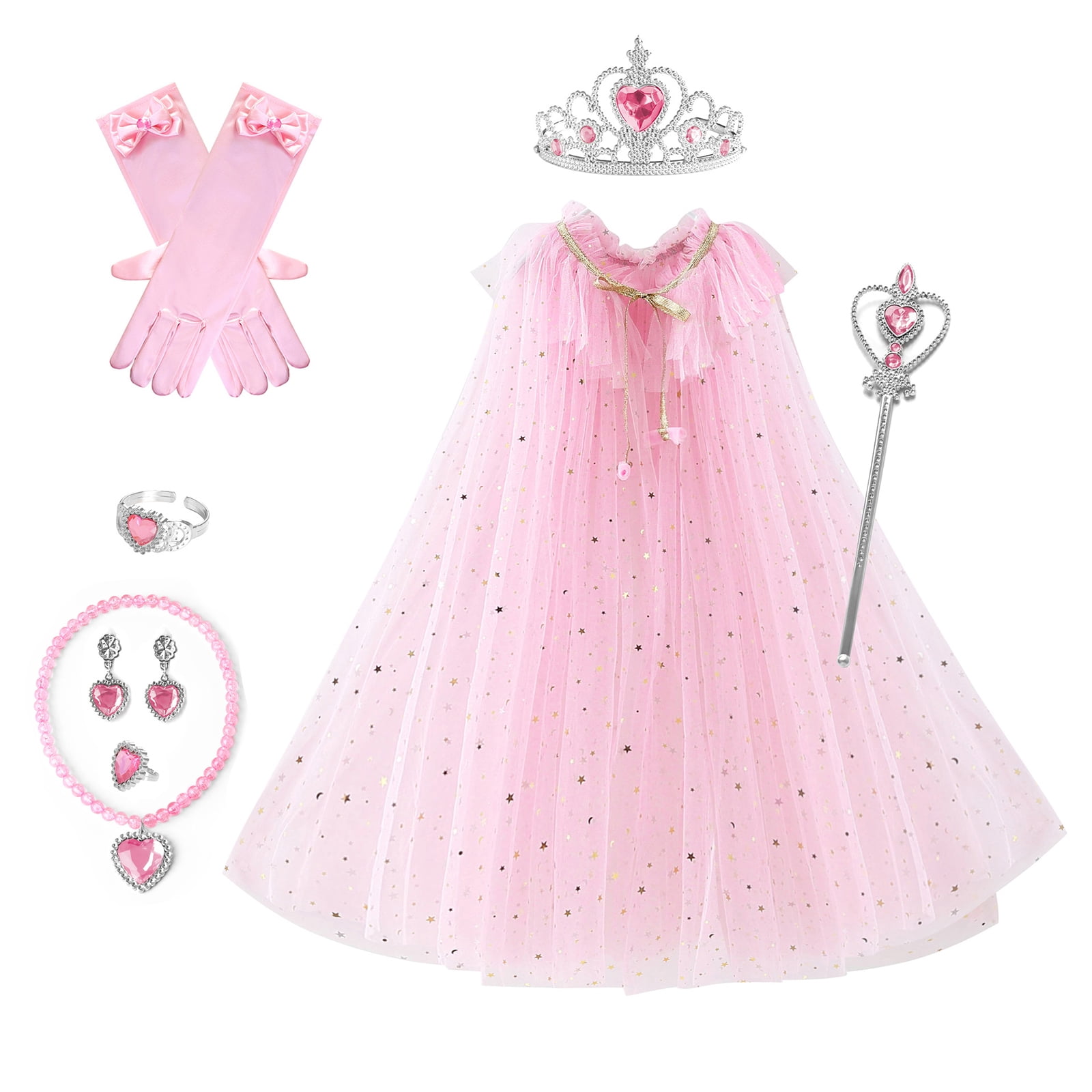 IBTOM CASTLE Princess Cape Costume Dress Up for Girls Princess Crown ...