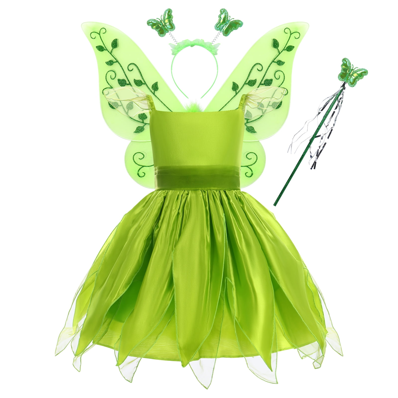 IBTOM CASTLE Tinkerbell Flower Fairy Costume Girls Children Fairy Fancy ...