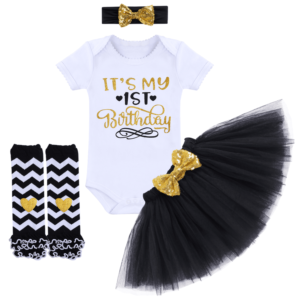Ibtom Castle Toddler Girls Birthday Outfit, Romper, Tutu Skirt ...