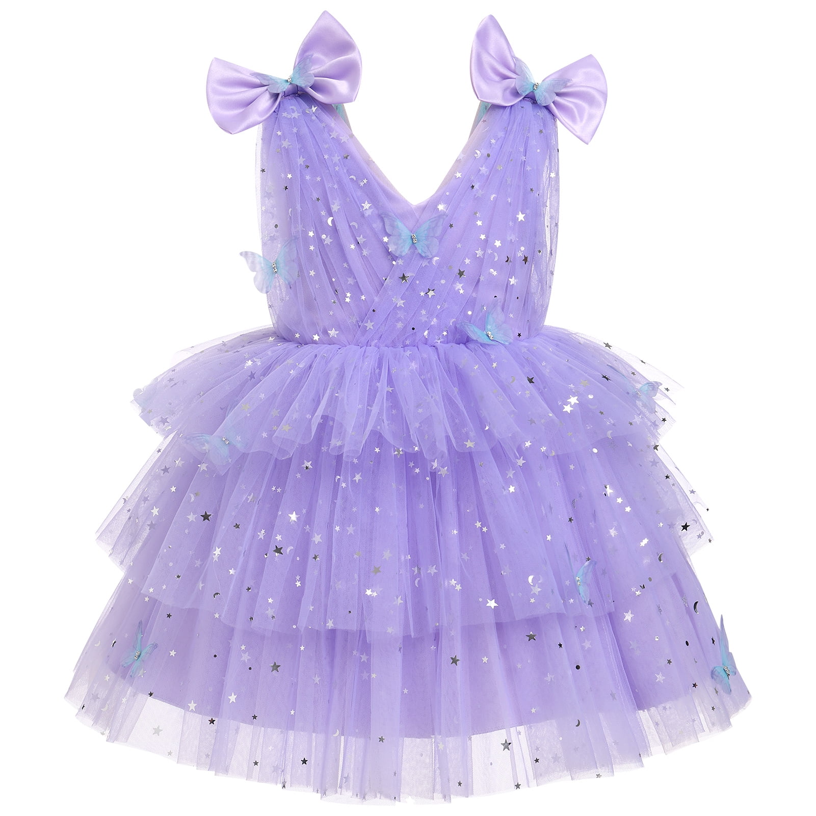 IBTOM CASTLE Toddler Girls Butterfly Birthday Dress Rainbow Tulle ...