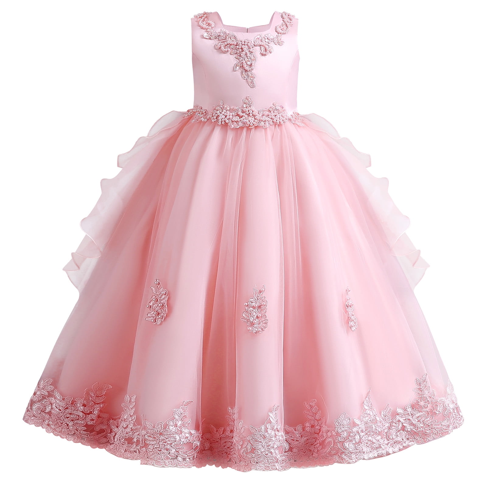 IBTOM CASTLE Toddler Kids Girls Flower Dress Formal Princess Puffy ...