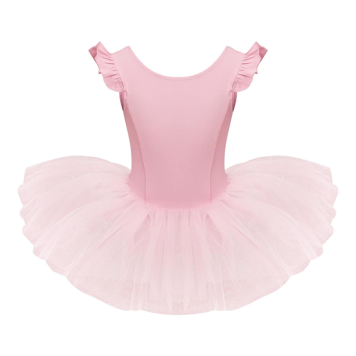 Ibtom Castle Toddler Girls Ruffle Flutter Sleeve Ballet Tutu Leotard ...