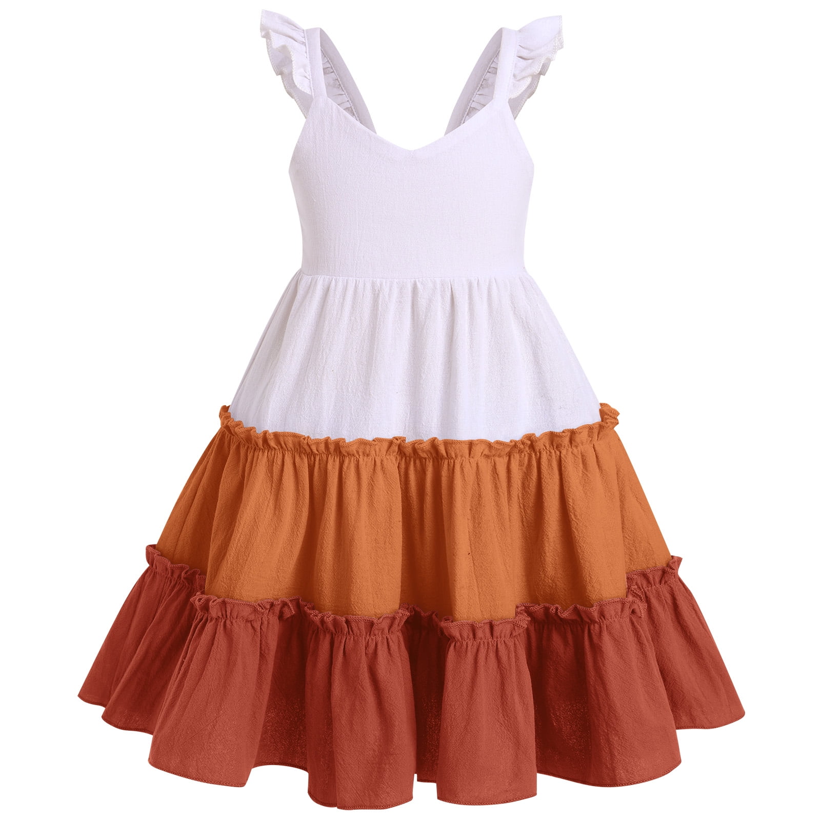 IBTOM CASTLE Toddler Little Girls Rainbow Twirly Skater Dress Kids Back ...