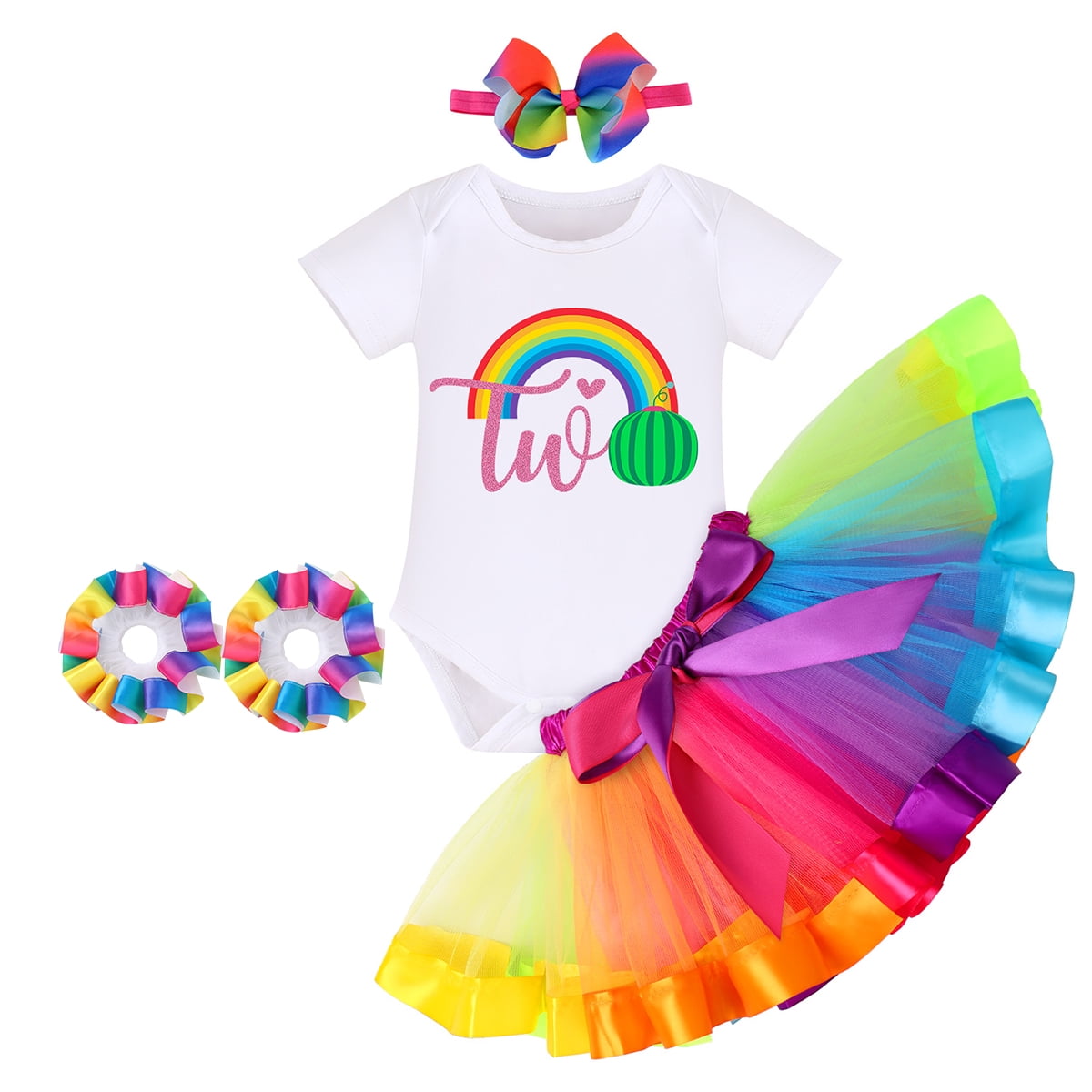 IBTOM CASTLE Watermelon 1st Birthday Outfit for Baby Girls Romper ...