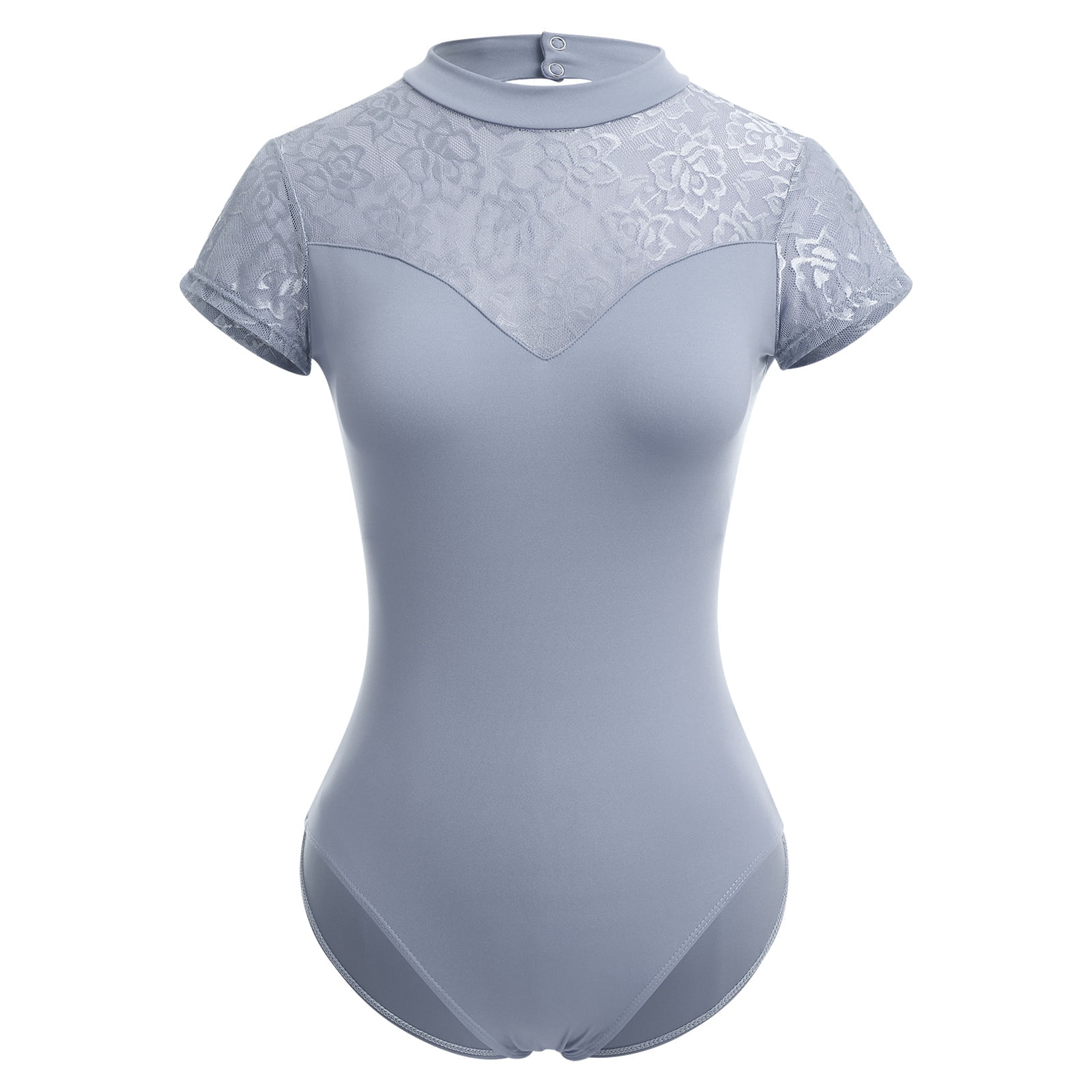 IBTOM CASTLE Women Gymnastics Leotard Adult Short Sleeve Floral Lace ...