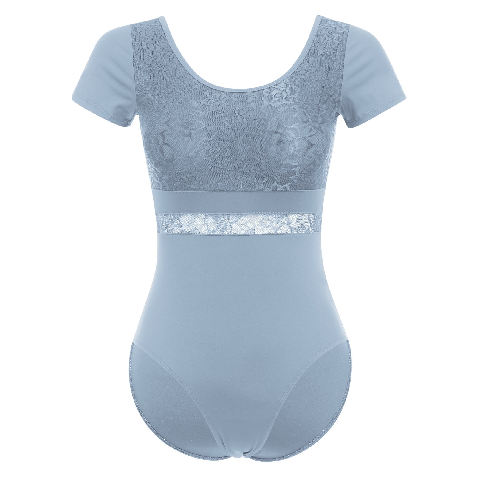 IBTOM CASTLE Women Gymnastics Leotard Adult Short Sleeve Floral Lace ...
