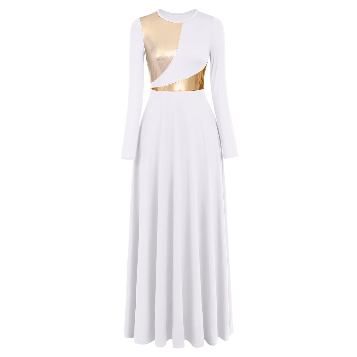 IBTOM CASTLE Women Metallic Bi Color Liturgical Praise Dance Dress Long ...