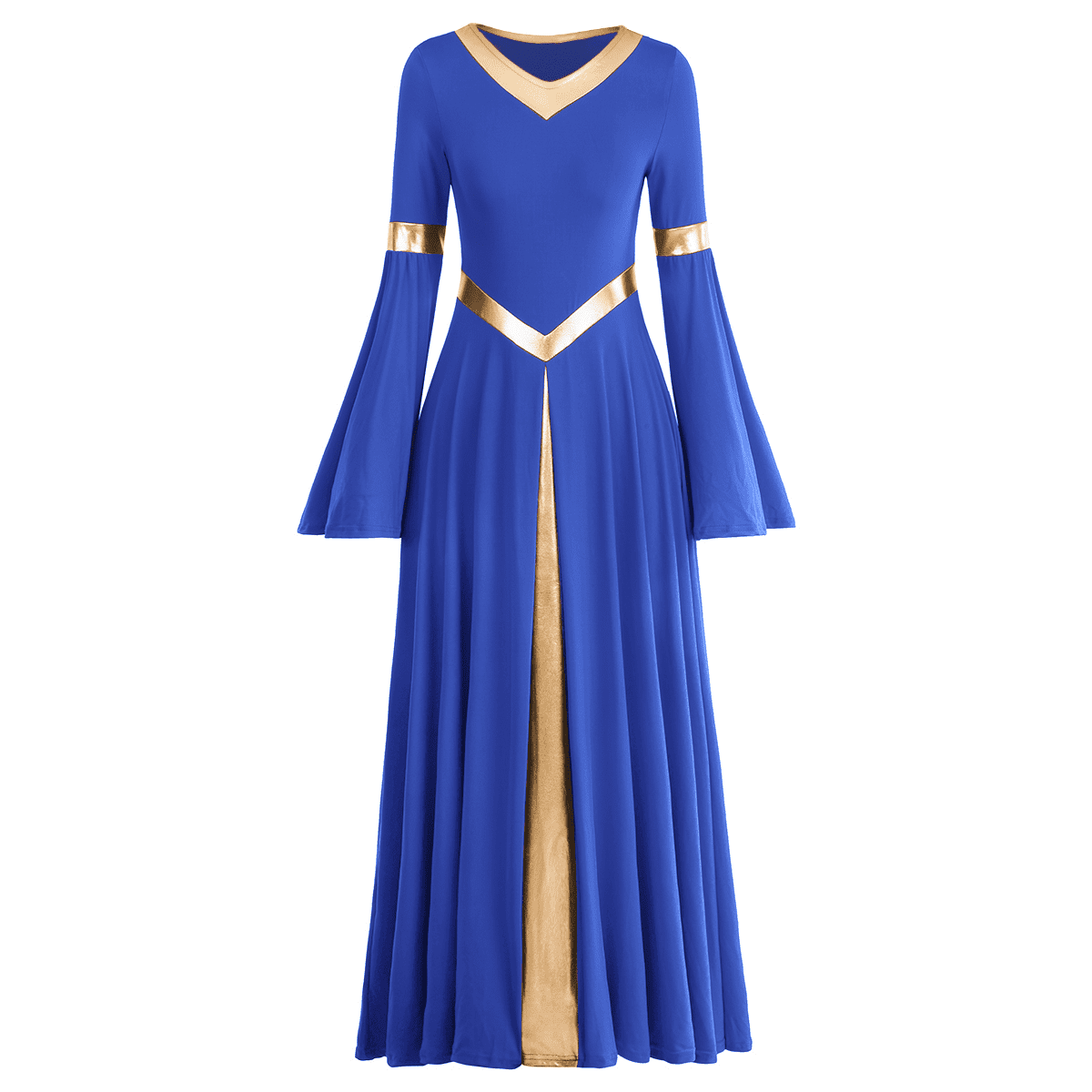 IBTOM CASTLE Women Metallic Color Block Liturgical Praise Dance Dress ...