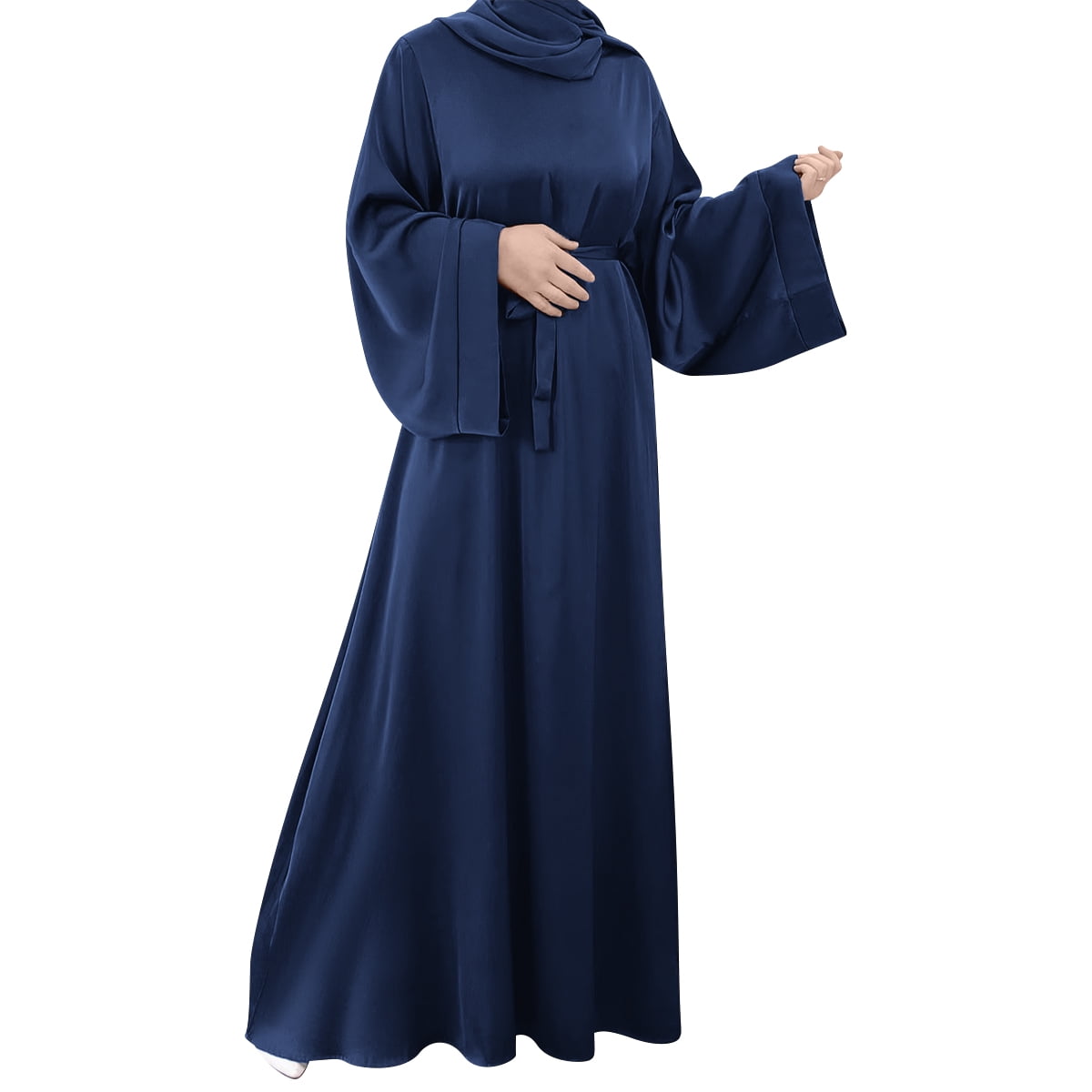 IBTOM CASTLE Women Muslim Abaya Long Sleeve Maxi Dress Loose Full ...