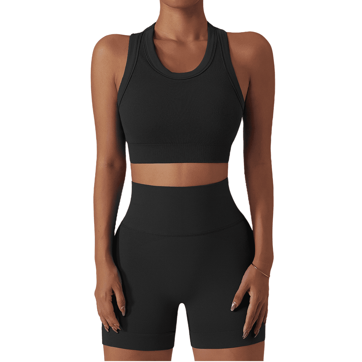 IBTOM CASTLE Women Workout Sets 2 Piece Seamless Ribbed Tank Top Sport ...
