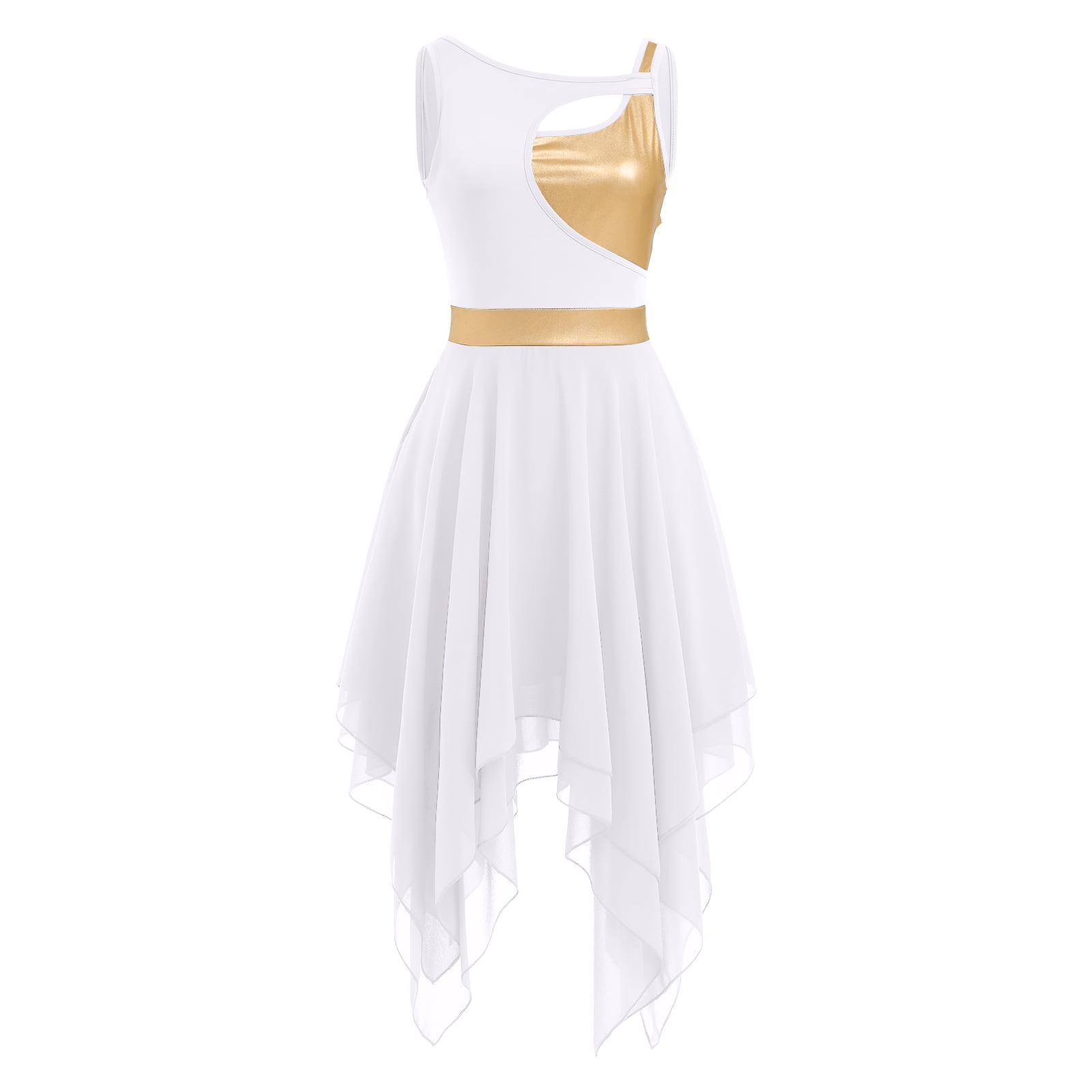 IBTOM CASTLE Women's Lyrical Dance Costume Shiny Metallic Lyrical Dress ...