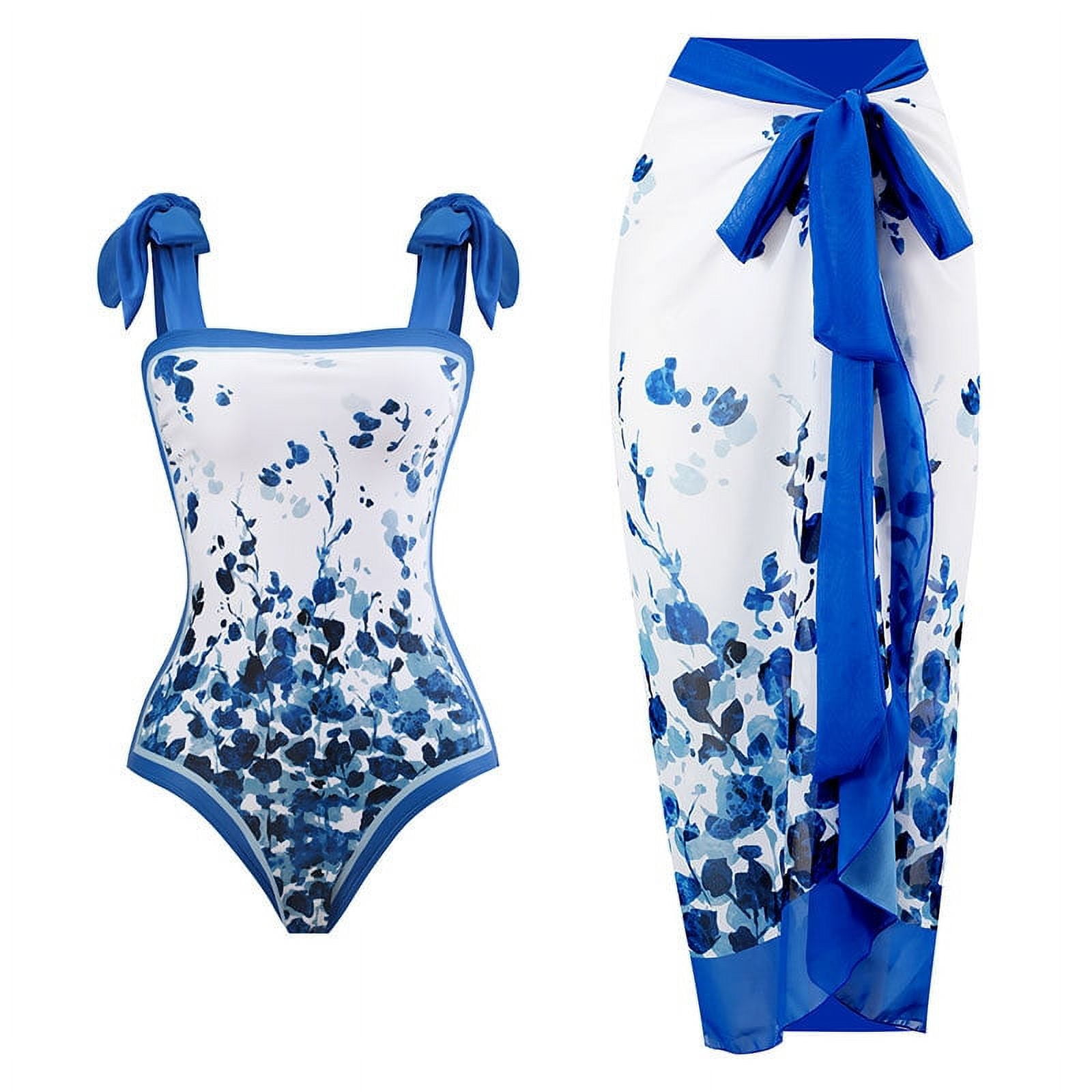 IBTOM CASTLE Women's One Piece Swimsuit with Beach Cover up Wrap Skirt ...