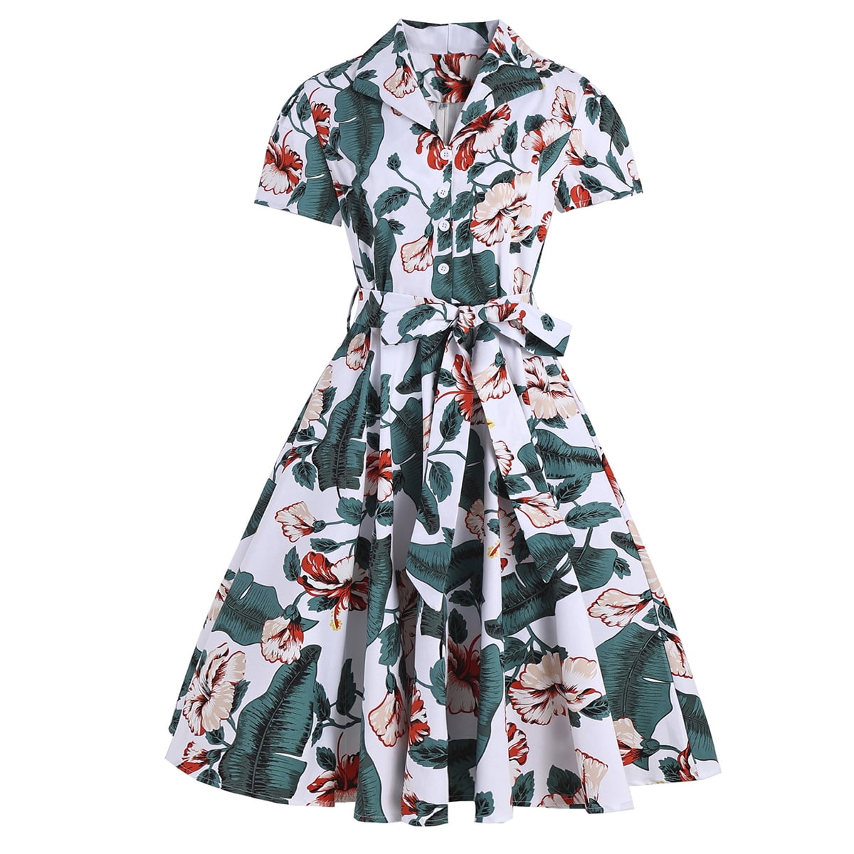 IBTOM CASTLE Women's Vintage Dress Plaid Floral Cocktail Party Swing ...
