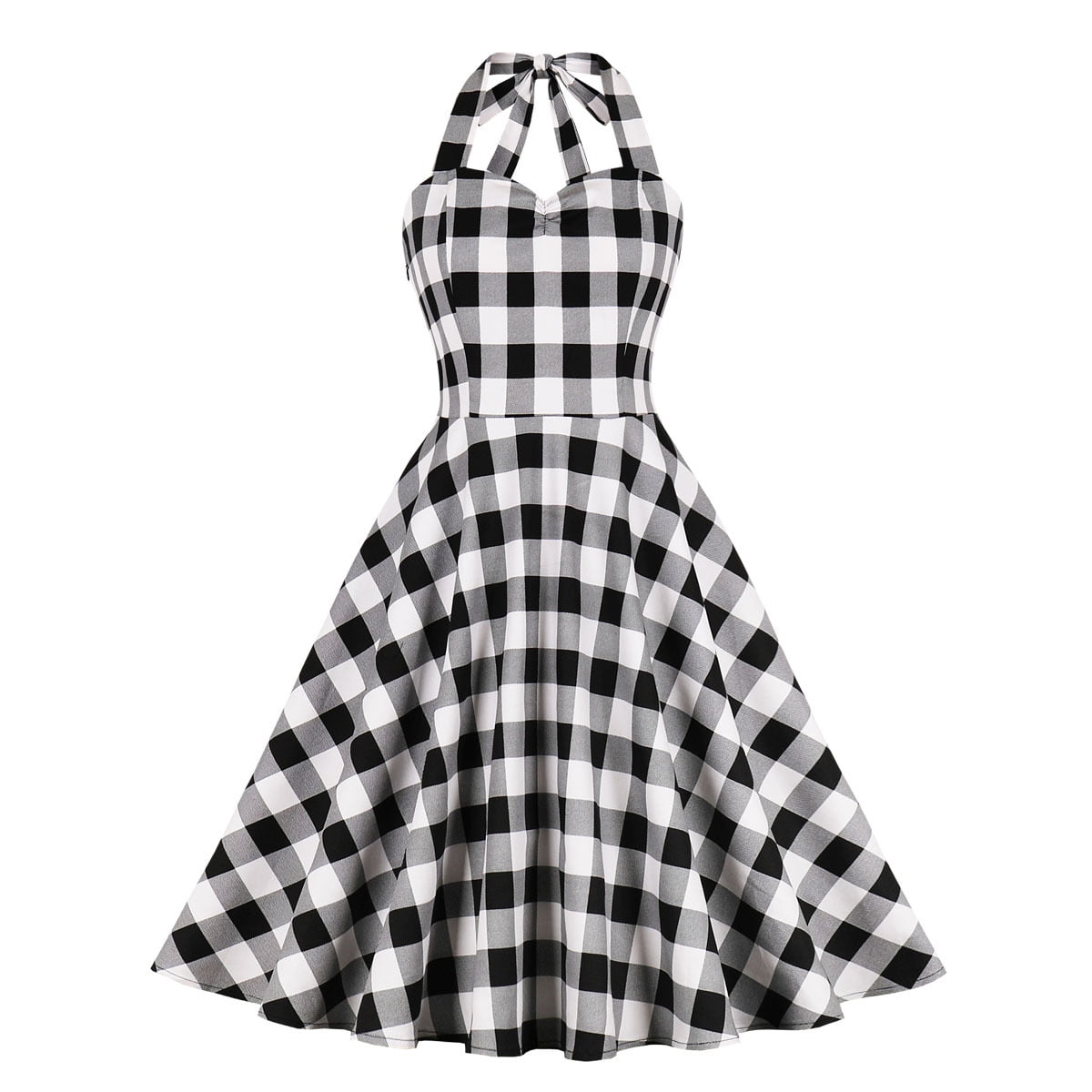 IBTOM CASTLE Women's Vintage Polka Dot Audrey Dress 1950s Halter Retro ...