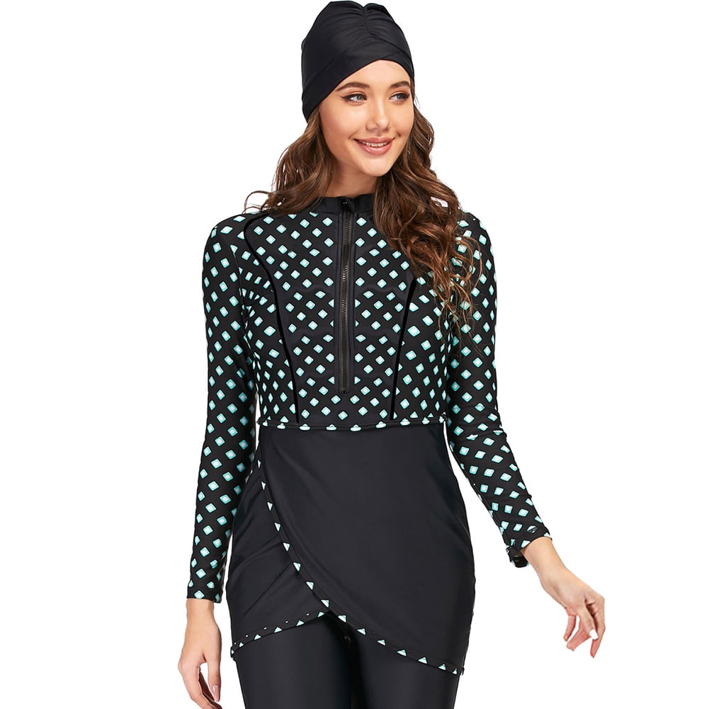IBTOM CASTLE Womens Muslim Islamic Long Sleeve Burkini Swimsuits ...