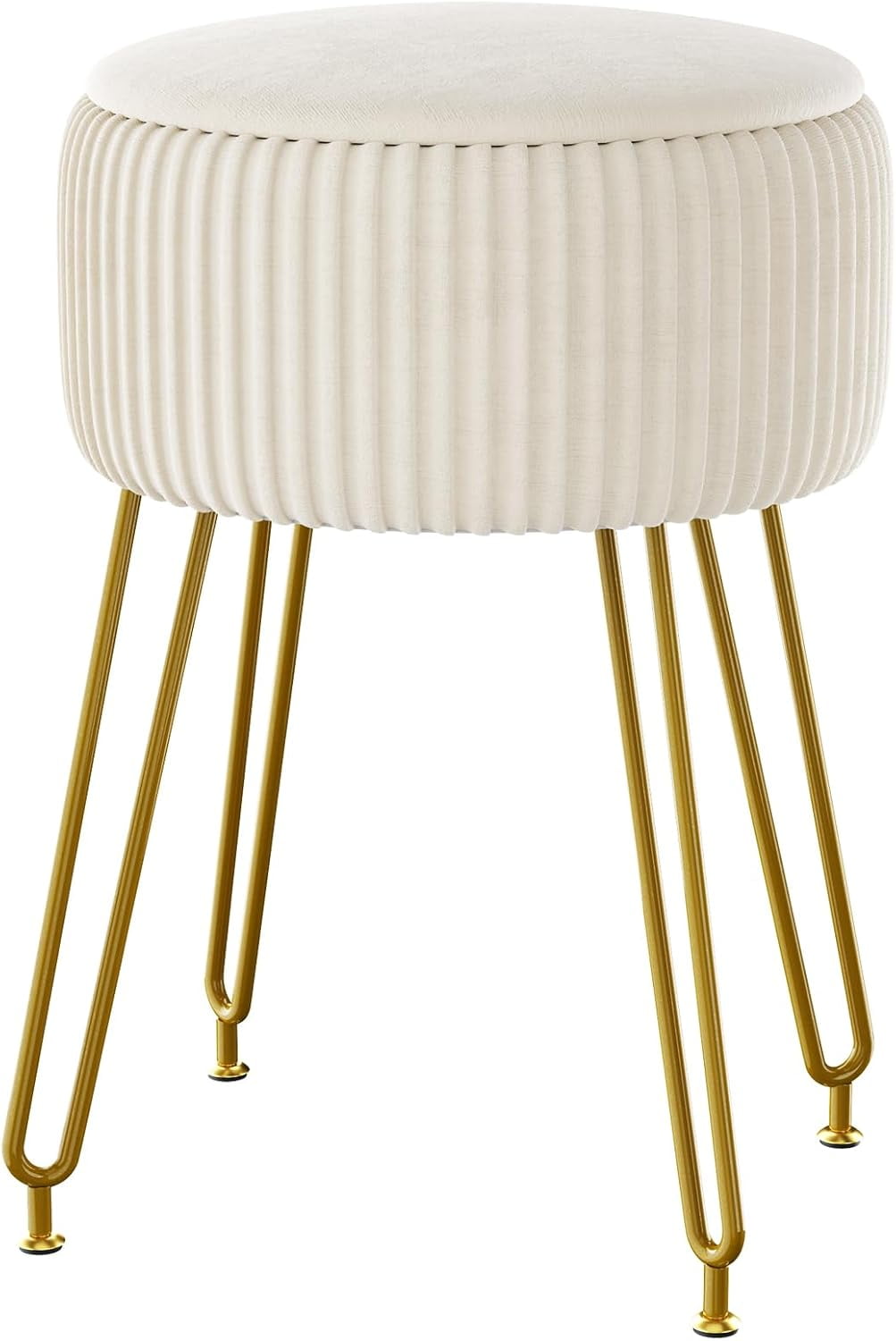 IBUYKE Velvet Storage Footrest Stool Ottoman, Makeup Vanity Stool Side ...