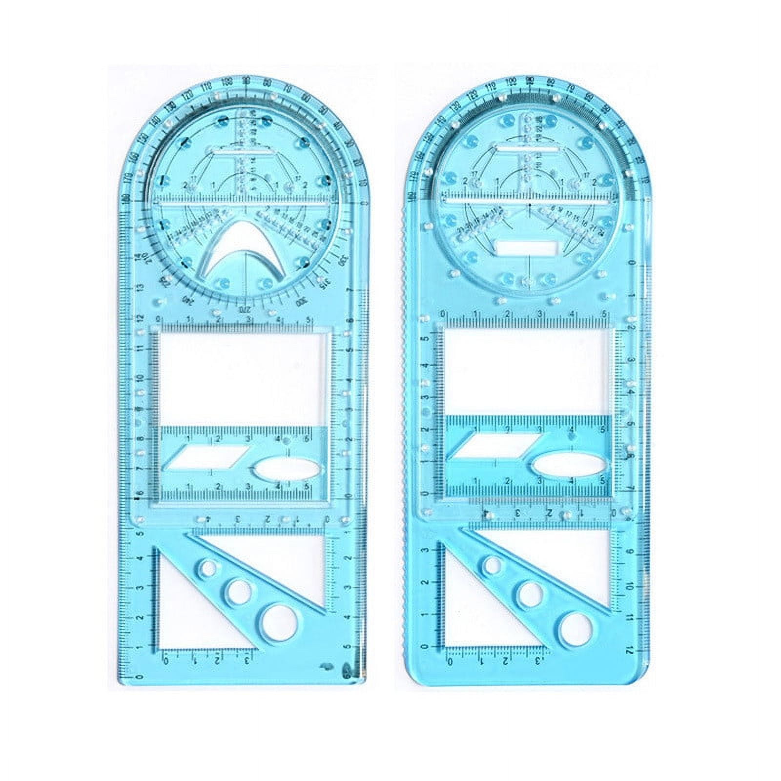 IBaodan 2pc Multifunctional Rotatable Math Ruler Drawing Template ...