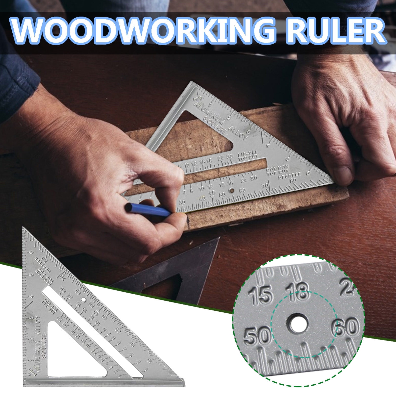 IBaodan Aluminum Alloy Carpenter's Ruler 90° 45° Angle Measuring Tool ...