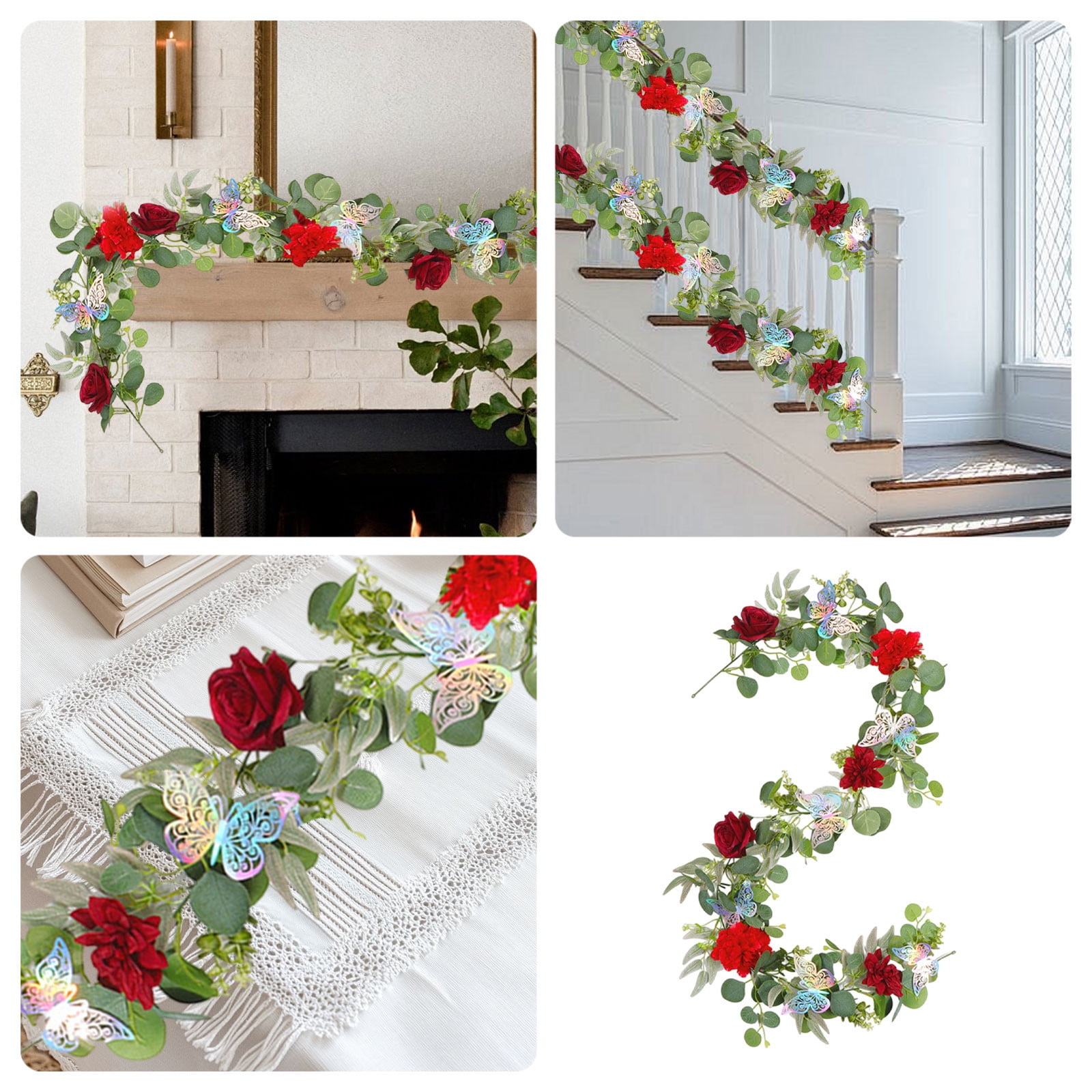IBaodan Artificial Rattan Vine, 70.87in Fake Rose Vine for Wedding ...