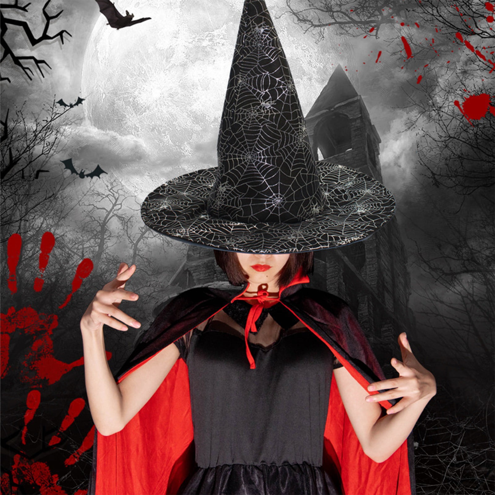 IBaodan Black Witch Hat Halloween Costume Accessory - Cloth Material ...