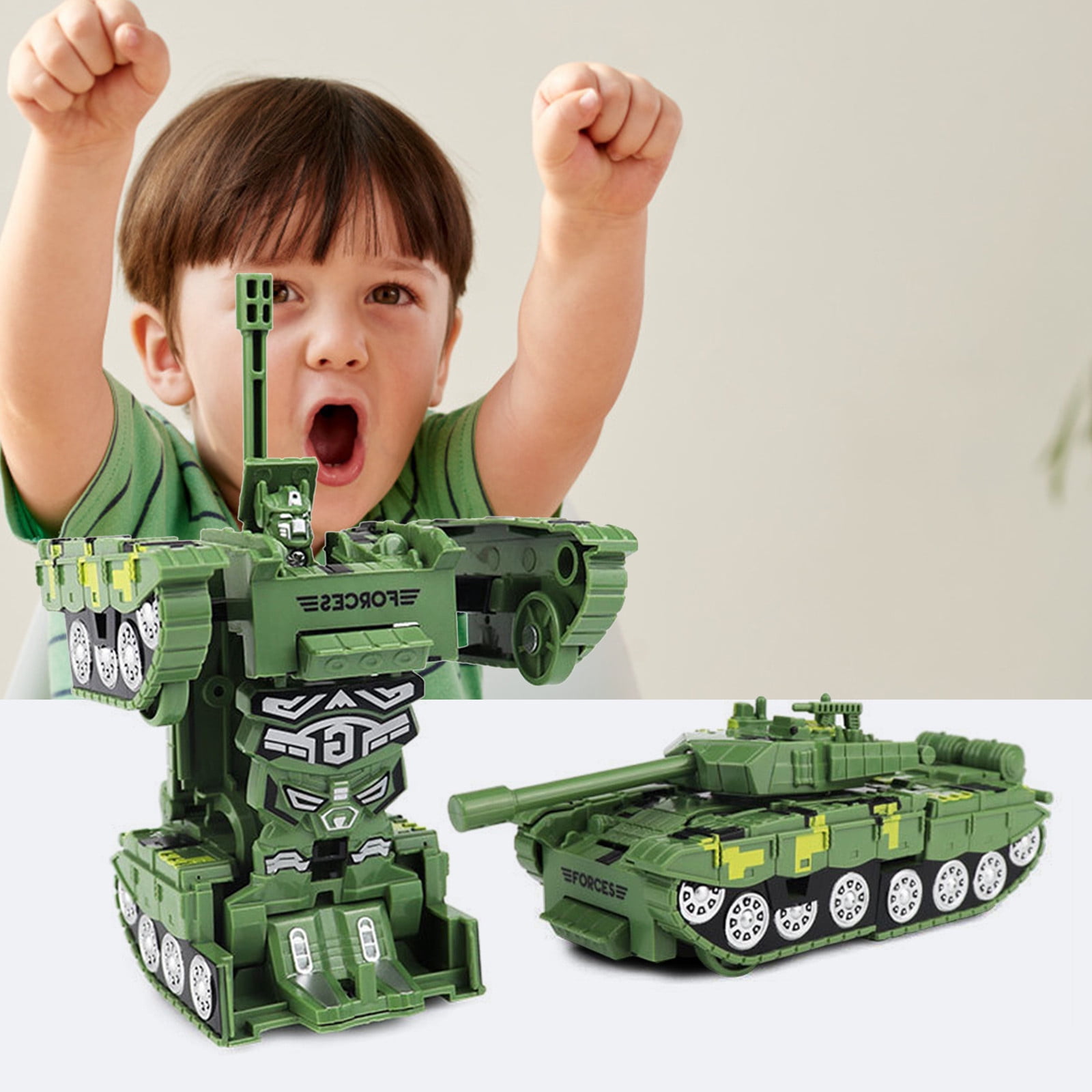 IBaodan Car Toys Transforming Tank Toys Impact Deformation Car Toy ...