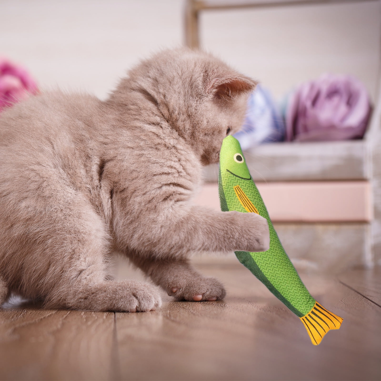 IBaodan Catnip Fish Toy for Cats - Crinkle Sound & Soft Plush Interactive Cat Toy with Potent ...