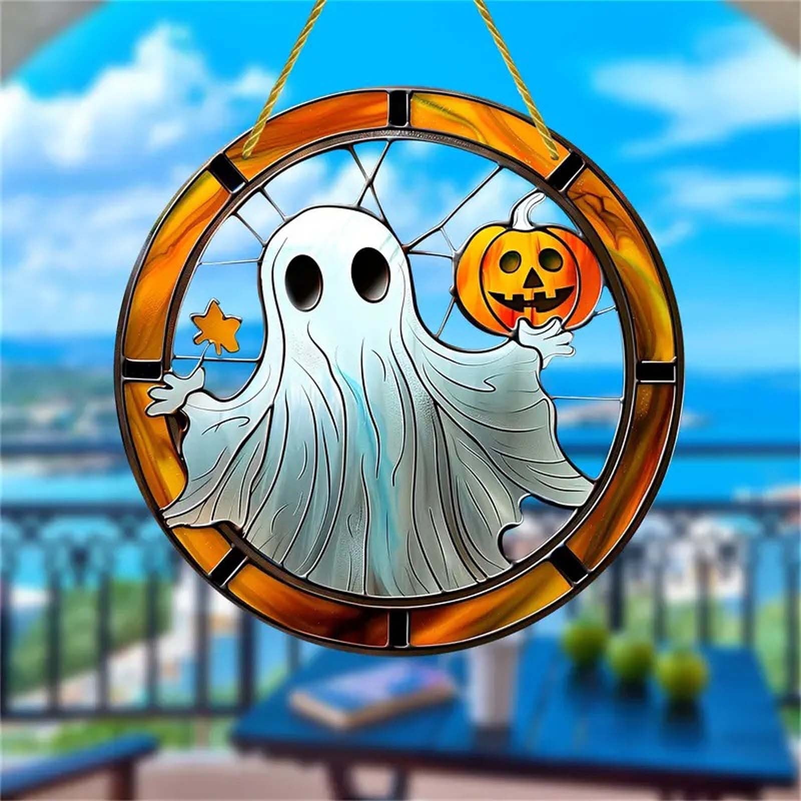 IBaodan Ghost Pumpkin Light Catchers Acrylic Window Pendant Flat Home ...