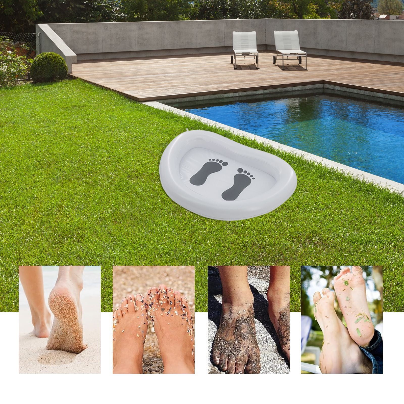 IBaodan Inflatable Foot Tub for Pool - Portable PVC Foot Cleaning Basin ...